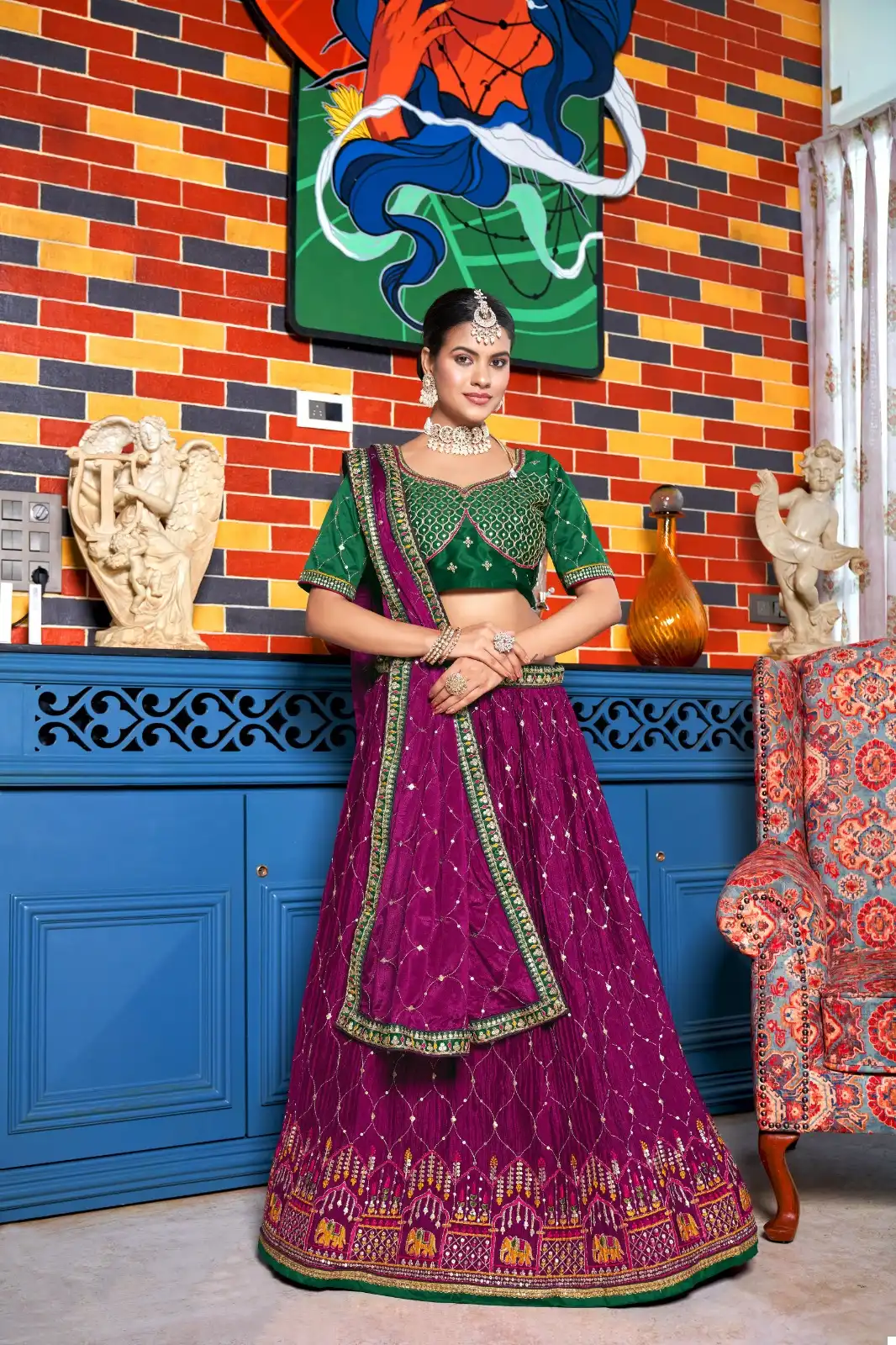 Varni Zeeya-Sanskriti Chinon Crushed Wholesale Lehenga Catalog - Vardan ...