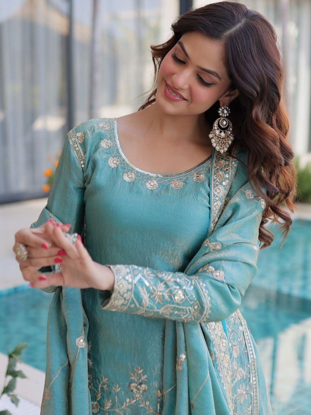 Dhusameera 01 Fandy Silk Embroidered Festival Wear Kurti Set - Vardan ...