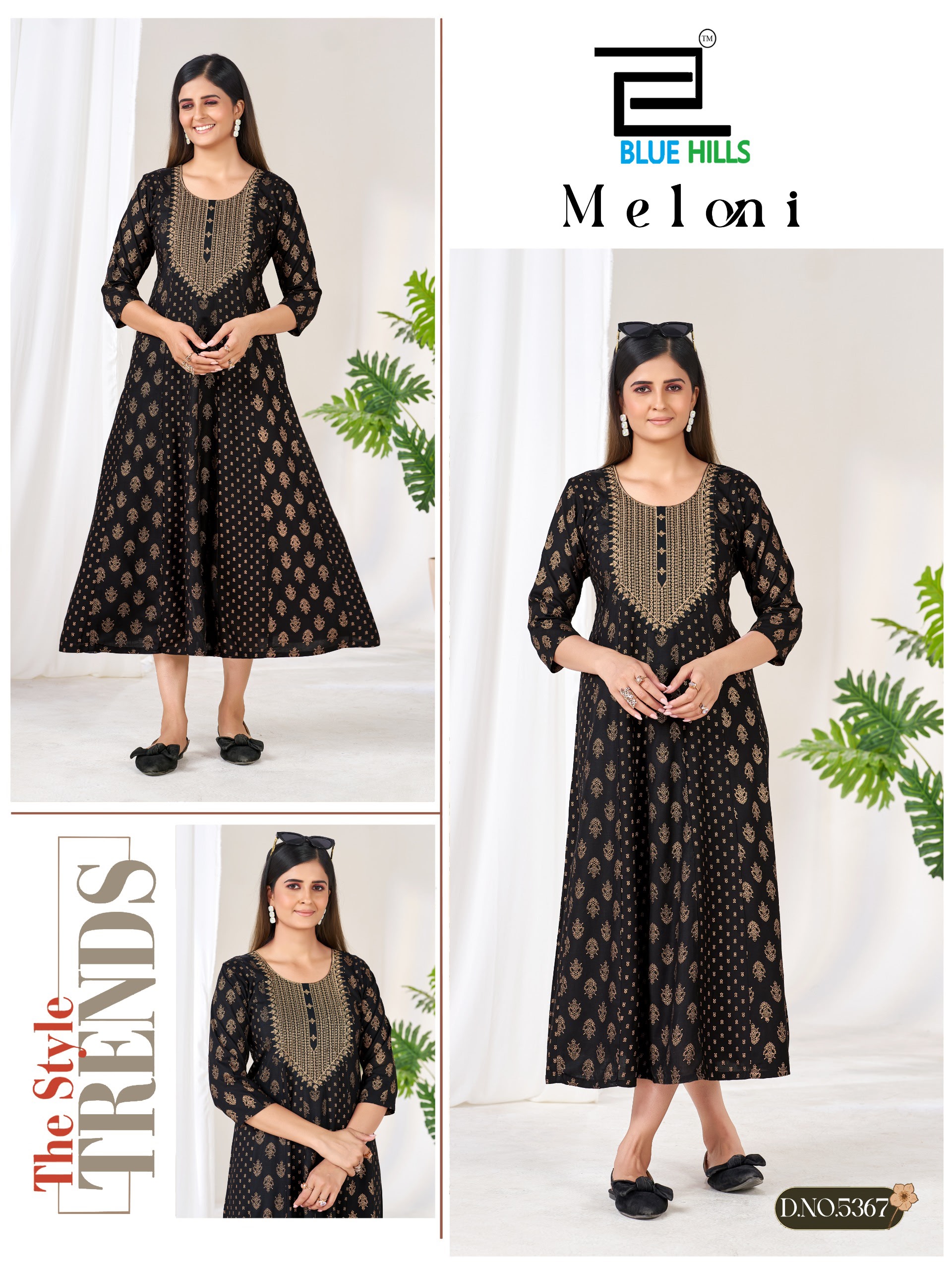 Blue Hills Meloni Plus Size Rayon Foil Long Anarakli Kurti - Vardan Ethnic