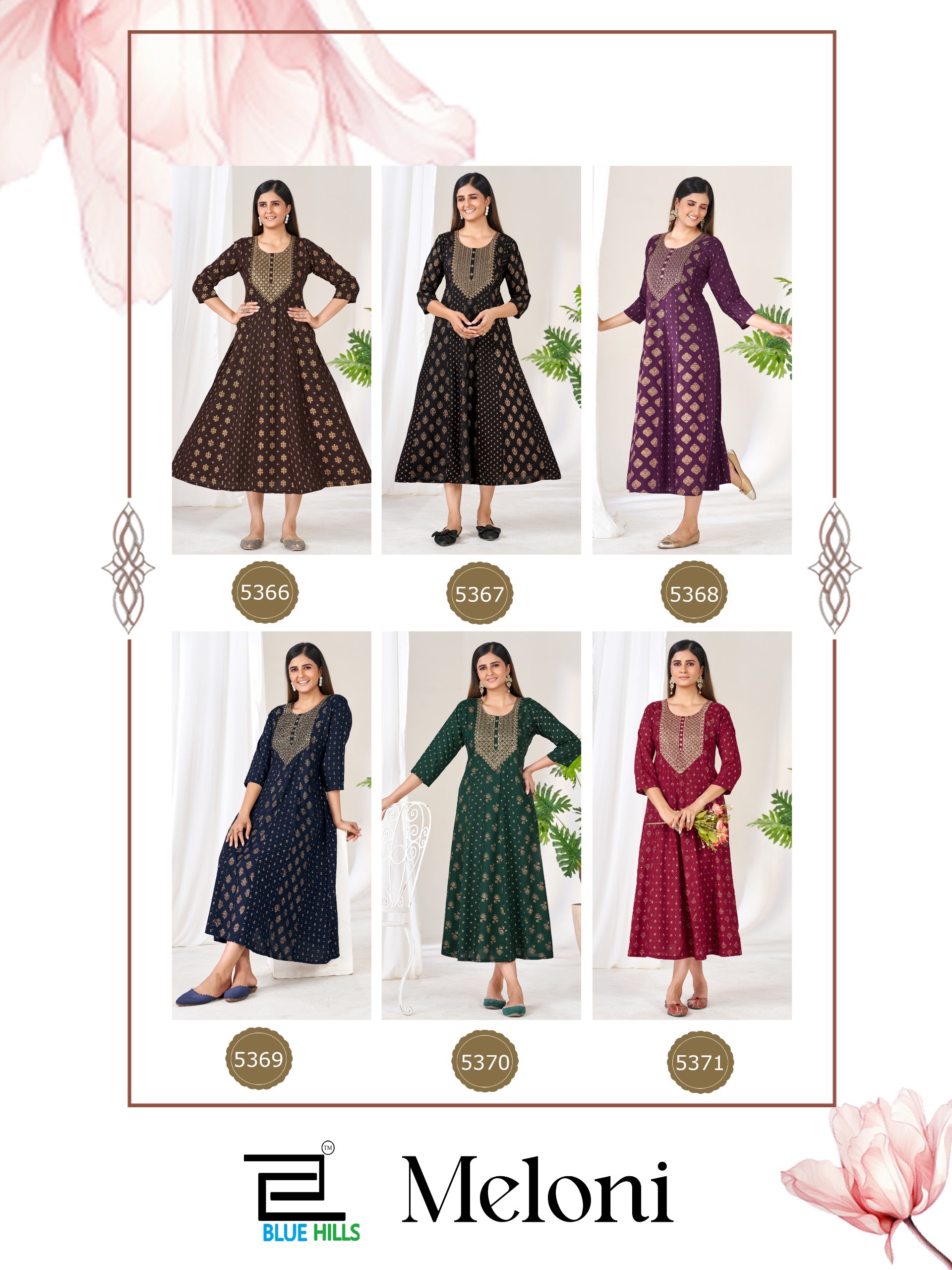 Blue Hills Meloni Plus Size Rayon Foil Long Anarakli Kurti - Vardan Ethnic